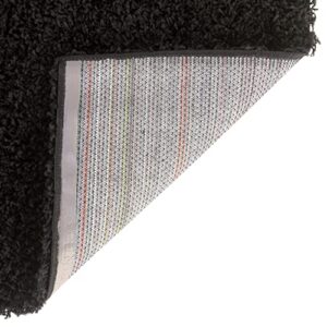 Rugs.com Über Cozy Solid Shag Collection Rug – 5 x 8 Jet Black Shag Rug Perfect 5 x 8 Feet