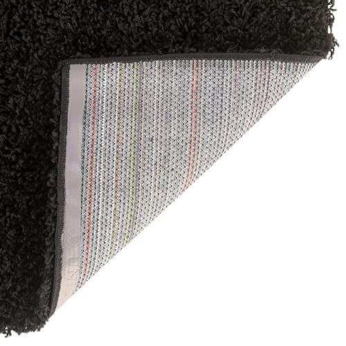 Rugs.com Über Cozy Solid Shag Collection Rug – 5 x 8 Jet Black Shag Rug Perfect 5 x 8 Feet