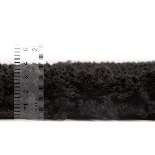 Rugs.com Über Cozy Solid Shag Collection Rug – 5 x 8 Jet Black Shag Rug Perfect 5 x 8 Feet