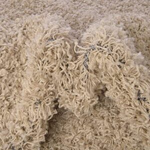 Rugs.com - Über Cozy Solid Shag Collection Rug – 3' x 5' Taupe Shag Rug Perfect for Entryways, Kitchens, Breakfast Nooks, Accent Pieces