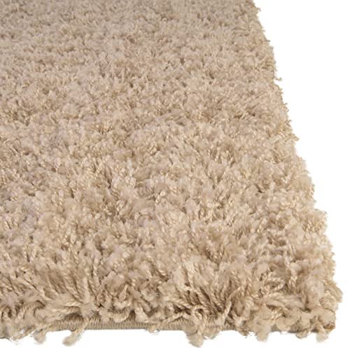 Rugs.com - Über Cozy Solid Shag Collection Rug – 3' x 5' Taupe Shag Rug Perfect for Entryways, Kitchens, Breakfast Nooks, Accent Pieces