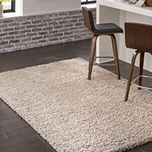 Rugs.com - Über Cozy Solid Shag Collection Rug – 3' x 5' Taupe Shag Rug Perfect for Entryways, Kitchens, Breakfast Nooks, Accent Pieces