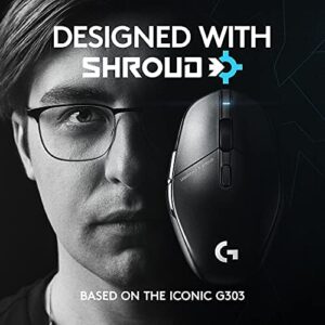 Logitech G303 Shroud Edition Wireless Gaming Mouse - LIGHTSPEED- HERO 25K - 25,600 DPI - 75 grams - 5-buttons – PC - Black