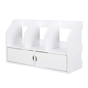 bookshelf 2 layer desktop bookshelves countertop display shelves 3 compartment classification bookshelf wood display shelf book racks for office home (color : white)