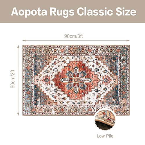 Aopota Area Rug for Bedroom 2x3ft Non Slip Distressed Faux Wool Indoor Door Mat Soft Area Floor Carpet Rug for Entryway Laundry Room Hallway