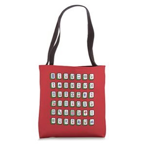 mahjong game tiles randomly arranged. it’s mahjong time! tote bag