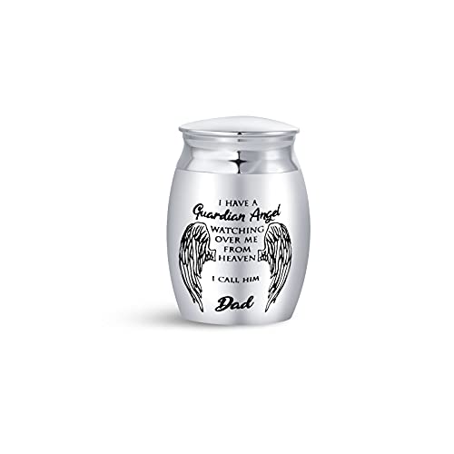 SBI Jewelry My Guardien Angel Dad Mini Cremation Urns for Human Ashes for Dad Father Men Male Family Papa Daddy Memorial Cremation Ashes Keepsake Stainless Steel