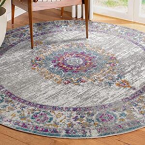 Leick Home 595272 Song Floral Indoor Outdoor Area Rug Round 5'3"