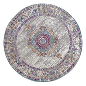 Leick Home 595272 Song Floral Indoor Outdoor Area Rug Round 5'3"