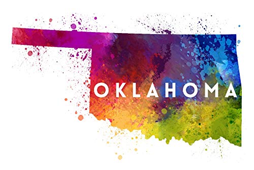 Lantern Press Oklahoma, State Abstract Watercolor, Contour (100% Cotton Canvas Travel Accessory Go Bag)