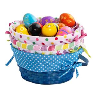 JOYIN 3 Pcs Easter Bamboo Basket with Polka Dots Lining, Natural Woven Easter Eggs and Candy Wicker Basket for Picnic, Gift Packing, Decor