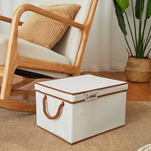 LoforHoney Home Bundle- Storage Bins with Lids, Beige, Large 4-Pack & XLarge 2-Pack