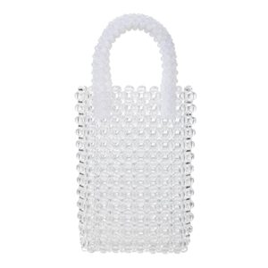 YUSHINY Women Transparent Acrylic Beaded Top-Handle Clutch Vertical Evening HandBag for Wedding Party