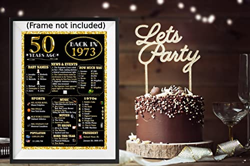 Back In 1973 Party Poster- Large 14x19.5 in Laminated.- Black and Gold - 50th Birthday Gifts, Wedding Anniversary, 1973 Class Reunion, Party Supplies, Party Decorations (1973 50th Gold)