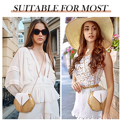 Straw Purses Bags Woven Summer Clutch Purses Crossbody Shoulder Handbag Bag with 4 Pairs Rattan Boho Earrings for Women Girl (White)