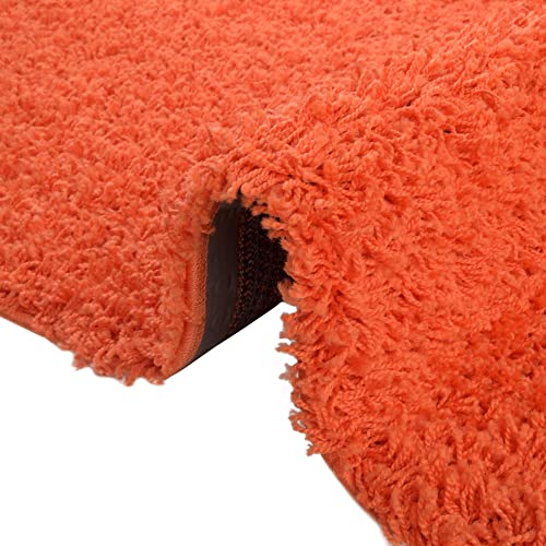 Rugs.com - Über Cozy Solid Shag Collection Rug – 5' x 8' Tiger Orange Shag Rug Perfect for Bedrooms, Dining Rooms, Living Rooms, 5 x 8 Feet