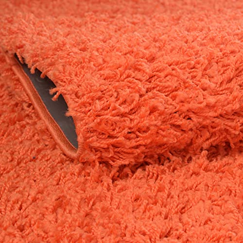 Rugs.com - Über Cozy Solid Shag Collection Rug – 5' x 8' Tiger Orange Shag Rug Perfect for Bedrooms, Dining Rooms, Living Rooms, 5 x 8 Feet