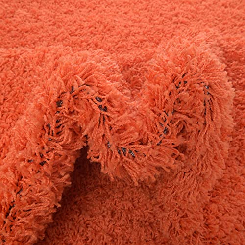 Rugs.com - Über Cozy Solid Shag Collection Rug – 5' x 8' Tiger Orange Shag Rug Perfect for Bedrooms, Dining Rooms, Living Rooms, 5 x 8 Feet