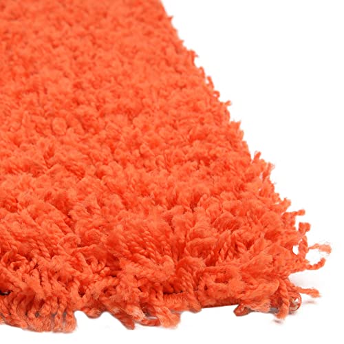 Rugs.com - Über Cozy Solid Shag Collection Rug – 5' x 8' Tiger Orange Shag Rug Perfect for Bedrooms, Dining Rooms, Living Rooms, 5 x 8 Feet