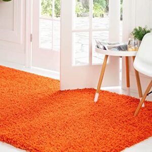 Rugs.com - Über Cozy Solid Shag Collection Rug – 5' x 8' Tiger Orange Shag Rug Perfect for Bedrooms, Dining Rooms, Living Rooms, 5 x 8 Feet