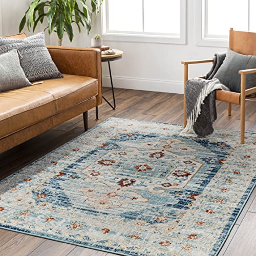 Mark&Day Area Rugs, 5x7 Cedar Lake Traditional Blue Area Rug Blue Carpet for Living Room, Bedroom or Kitchen (5'3" x 7')