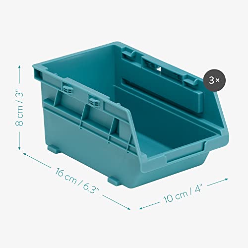 Navaris Interlocking Storage Organizer Drawers - Plastic Drawer Box Compartments for Screws Nails Small Tool Parts - Garage Shed Storage Bins - x3