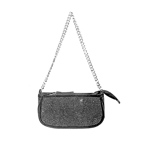 youyuan Small Shoulder Bag for Women Wedding Rhinestone Clutch Purse Evening Handbag(Black)