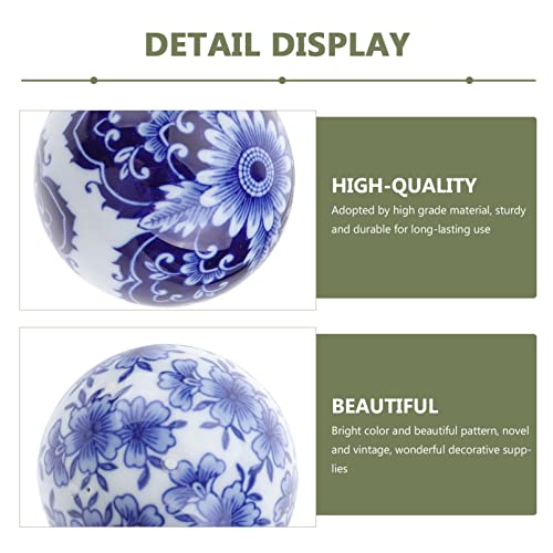 SEWACC Ceramics Balls Set of 3pcs Porcelain Orbs Random Style Chinese Style Decorative Balls Pretty Floating Balls Unique Home Decor for Bowl, Vase, Basket, Dish, Fish Tank ( Blue )