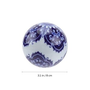 SEWACC Ceramics Balls Set of 3pcs Porcelain Orbs Random Style Chinese Style Decorative Balls Pretty Floating Balls Unique Home Decor for Bowl, Vase, Basket, Dish, Fish Tank ( Blue )