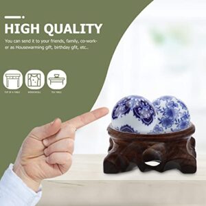 SEWACC Ceramics Balls Set of 3pcs Porcelain Orbs Random Style Chinese Style Decorative Balls Pretty Floating Balls Unique Home Decor for Bowl, Vase, Basket, Dish, Fish Tank ( Blue )