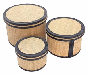 seta direct, natural seagrass grass round storage box [nesting set of 3], 9 dia x 6h (s9716)