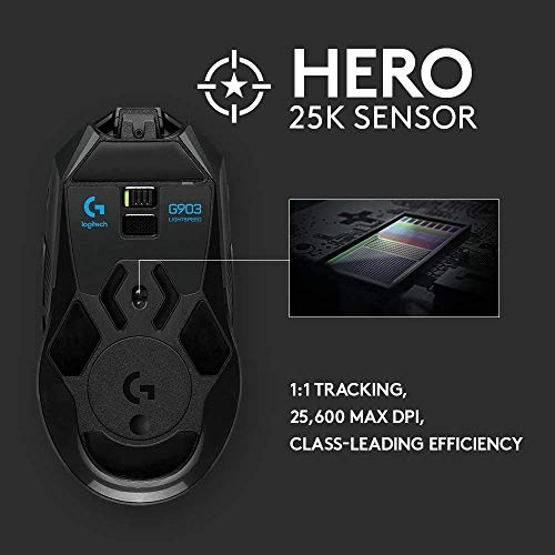 Logitech G903 Hero 16K Sensor Lightspeed Wireless Gaming Mouse (Renewed)