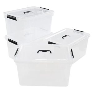 Buyitt 4-Pack 17.5 Liters Plastic Storage Latch Boxes with Lids, Clear