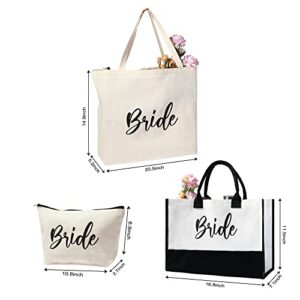 DHQH Bride to Be Tote Bag, Canvas Bride Shoulder Bag with Zipper, Bachelorette Engagament Bridal Shower Wedding Bride Gifts