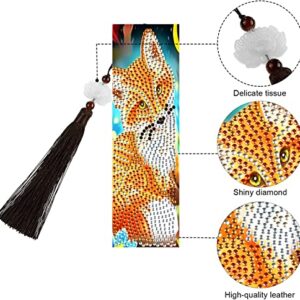 pigpigboss Fox Bookmark Diamond Painting Kit 2 Pieces DIY Diamond Painting Bookmark with Tassel Animal Fox Bookmark Diamond Dots Art for Adult Kids Book Decor Crafts