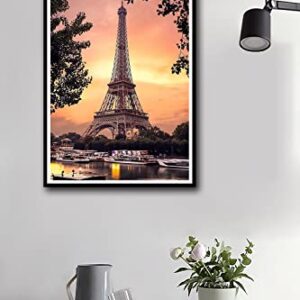 HAOYIHAOJU Paris Wall Art Prints, Pink Eiffel Tower Unframed Art Poster Decor for Girls Living Room Bedroom Bathroom Kitchen Office Decor, 16 x 24 Inch