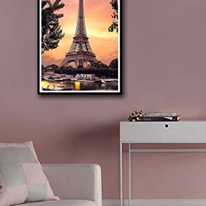 HAOYIHAOJU Paris Wall Art Prints, Pink Eiffel Tower Unframed Art Poster Decor for Girls Living Room Bedroom Bathroom Kitchen Office Decor, 16 x 24 Inch