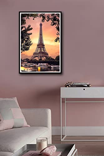 HAOYIHAOJU Paris Wall Art Prints, Pink Eiffel Tower Unframed Art Poster Decor for Girls Living Room Bedroom Bathroom Kitchen Office Decor, 16 x 24 Inch