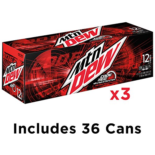 Mountain Dew Code Red Soda, Fridge Pack Bundle, 12 fl oz, 36 Cans