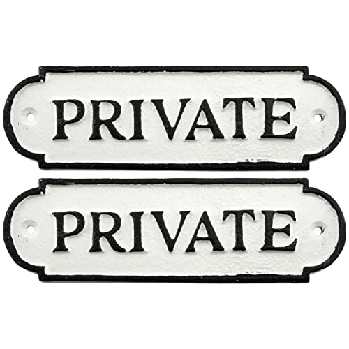 AuldHome Cast Iron Private Signs (2-Pack); Rustic Style Restricted Area Door Plaques