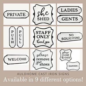 AuldHome Cast Iron Private Signs (2-Pack); Rustic Style Restricted Area Door Plaques