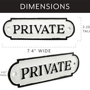 AuldHome Cast Iron Private Signs (2-Pack); Rustic Style Restricted Area Door Plaques