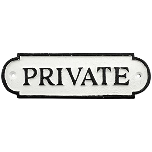 AuldHome Cast Iron Private Signs (2-Pack); Rustic Style Restricted Area Door Plaques