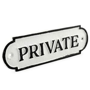 AuldHome Cast Iron Private Signs (2-Pack); Rustic Style Restricted Area Door Plaques