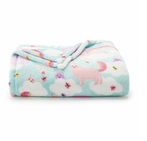 The Big One Plush Fluffy Fuzzy Cozy Super Soft Throw Blanket Oversized 5' x 6' for Sofa Couch Chair Bed and Travel in car (Cat Unicorns) (throw8626)