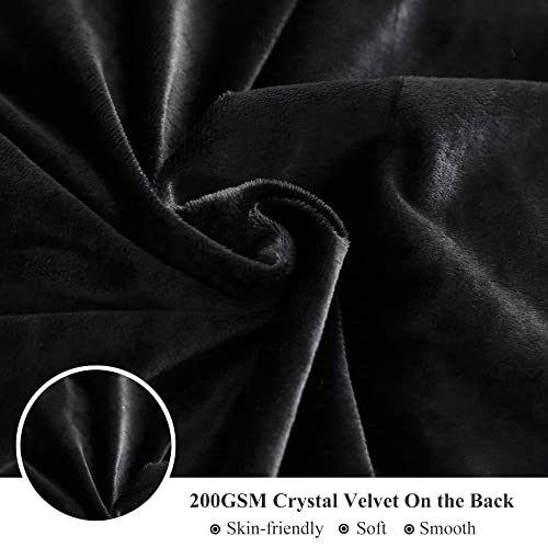 XeGe 3 Pieces Luxury Faux Fur Throw Blanket, Fluffy Blanket and Pillow Covers Set, Ombre Fuzzy Blanket Soft Bed Blanket 50x60 Plush Throw Pillow Shams 18x18 for Sofa Chair Couch Living Room, Black