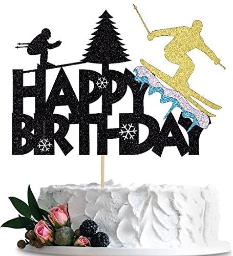 BIABISD Snow ski cake topper Ski lovers birthday theme decoration Ski sports theme birthday party decoration