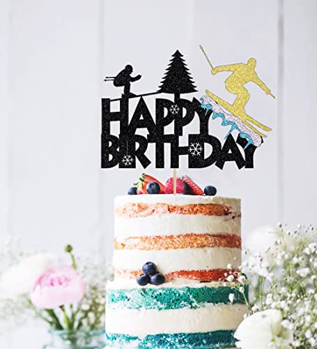 BIABISD Snow ski cake topper Ski lovers birthday theme decoration Ski sports theme birthday party decoration