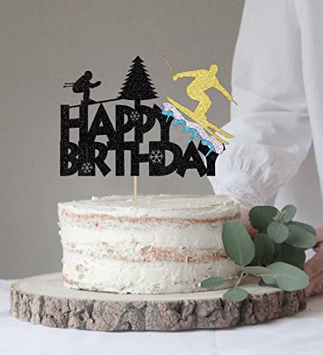 BIABISD Snow ski cake topper Ski lovers birthday theme decoration Ski sports theme birthday party decoration