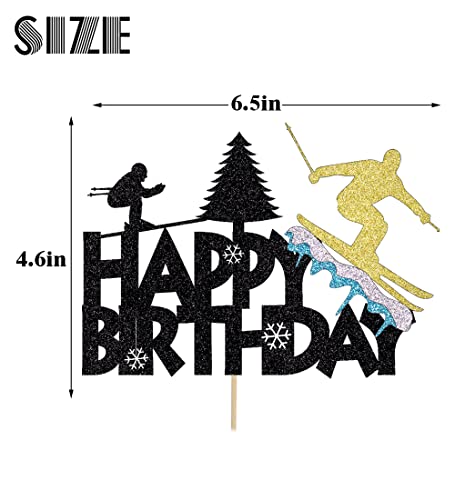 BIABISD Snow ski cake topper Ski lovers birthday theme decoration Ski sports theme birthday party decoration